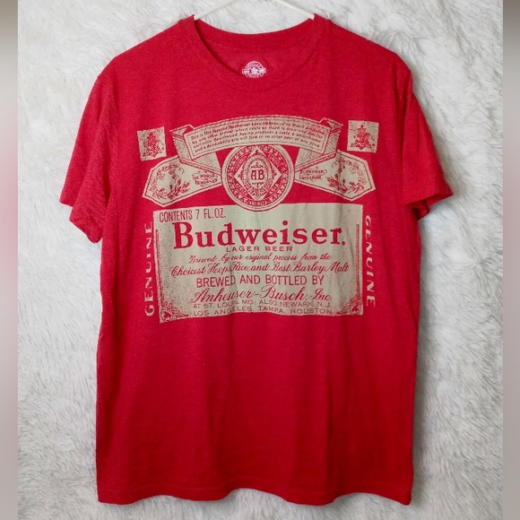 Budweiser | Shirts | Budweiser T Shirt Red Large | Poshmark